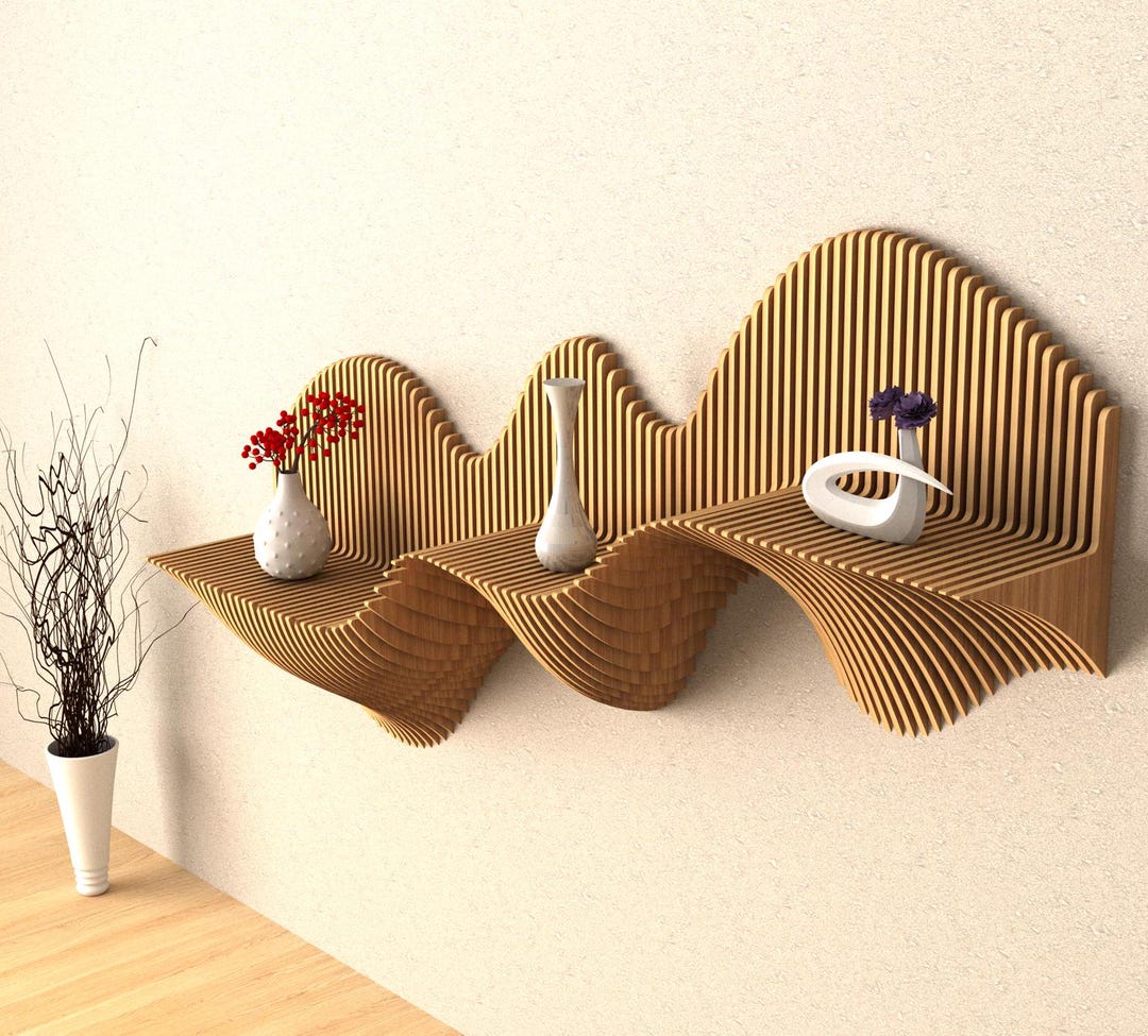 Handmade Parametric Wavy Shelf: Modern Wood Floating Shelves - Etsy