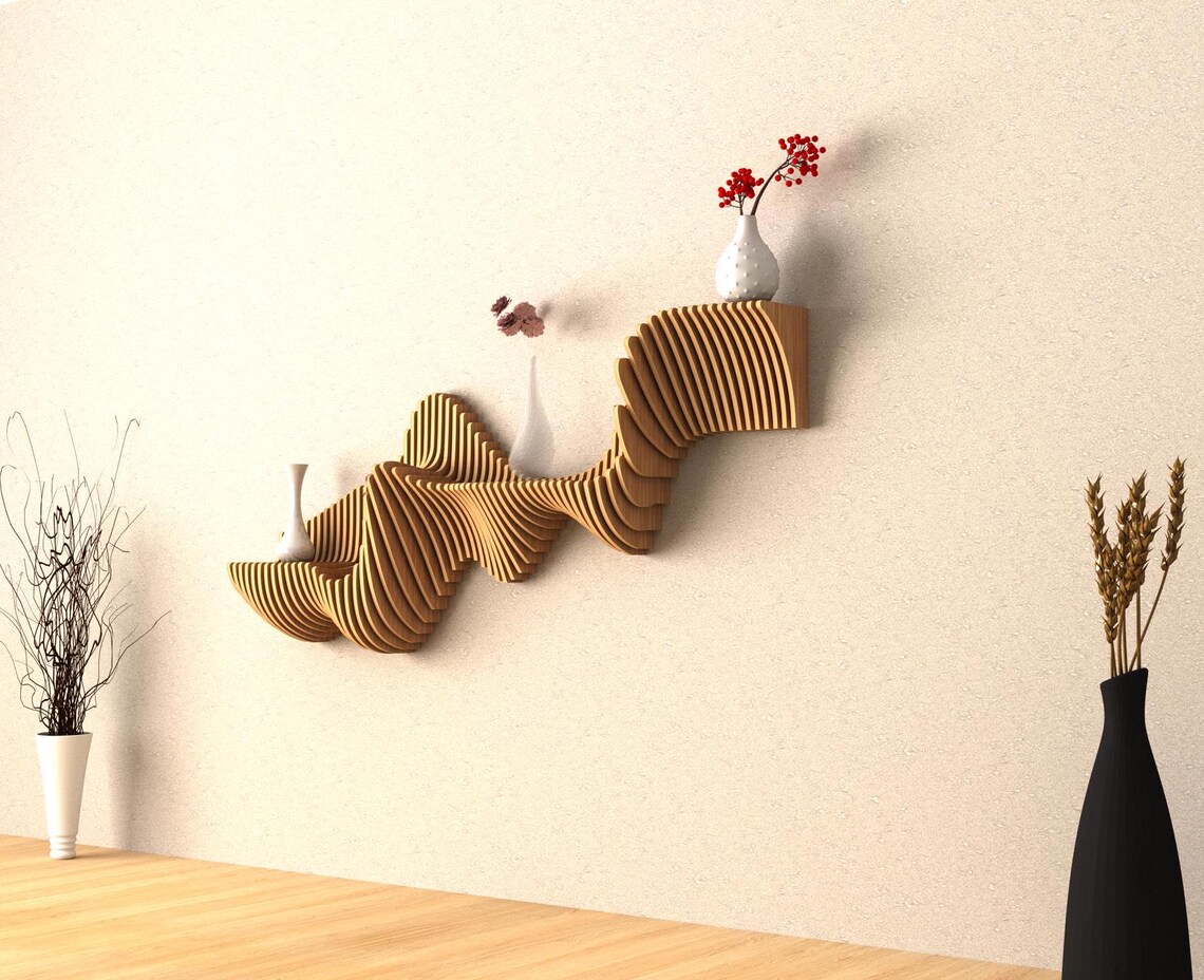 Floating Curvy Shelves, Wavy Wall Hanging Shelf, Wave Wooden Wall Shelf ...