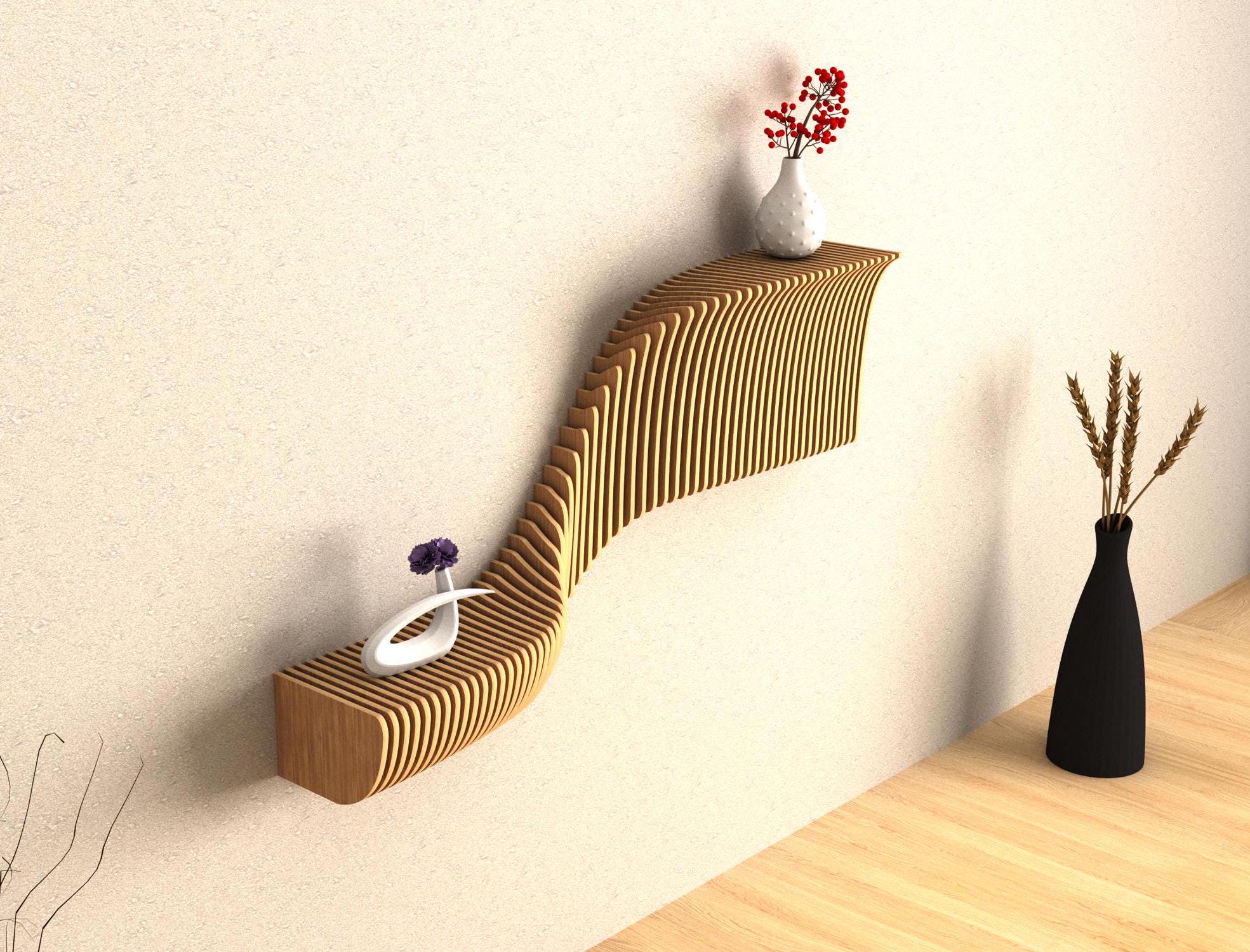 Parametric Wavy Wall Shelf: Handmade Wooden Floating Bookshelf - Etsy