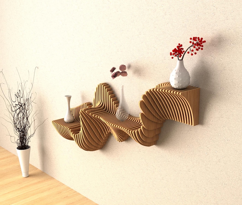 Floating Curvy Shelves, Wavy Wall Hanging Shelf, Wave Wooden Wall Shelf ...