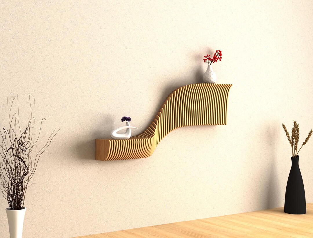 Parametric Wavy Wall Shelf: Handmade Wooden Floating Bookshelf - Etsy
