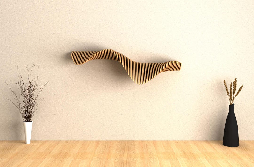 Handmade Parametric Floating Shelf: Wavy Wooden Wall Art - Etsy