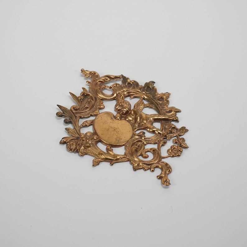 Vintage 1930s Antique Brass Rococo Furniture Embellishments With Cherub ...