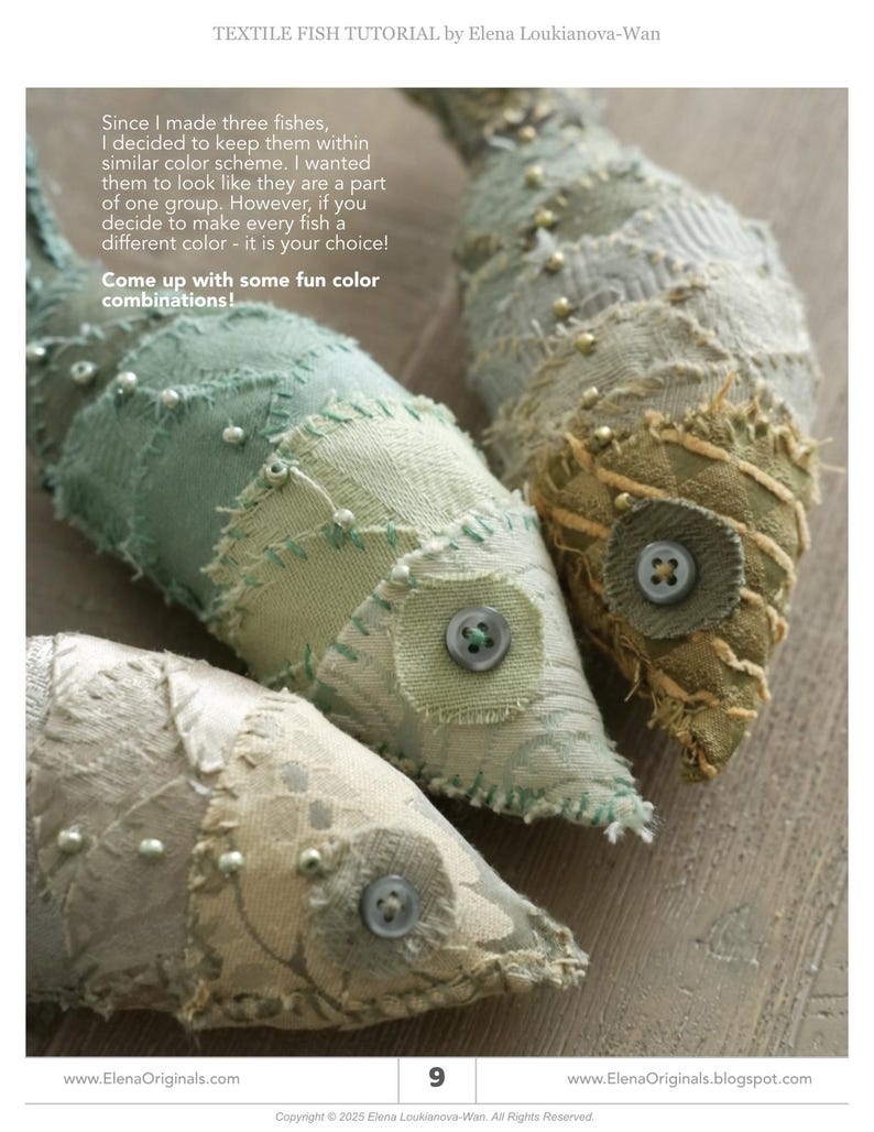 Textile FISH Tutorial PDF Fabric Project Home Decor Sewing Pattern - Etsy