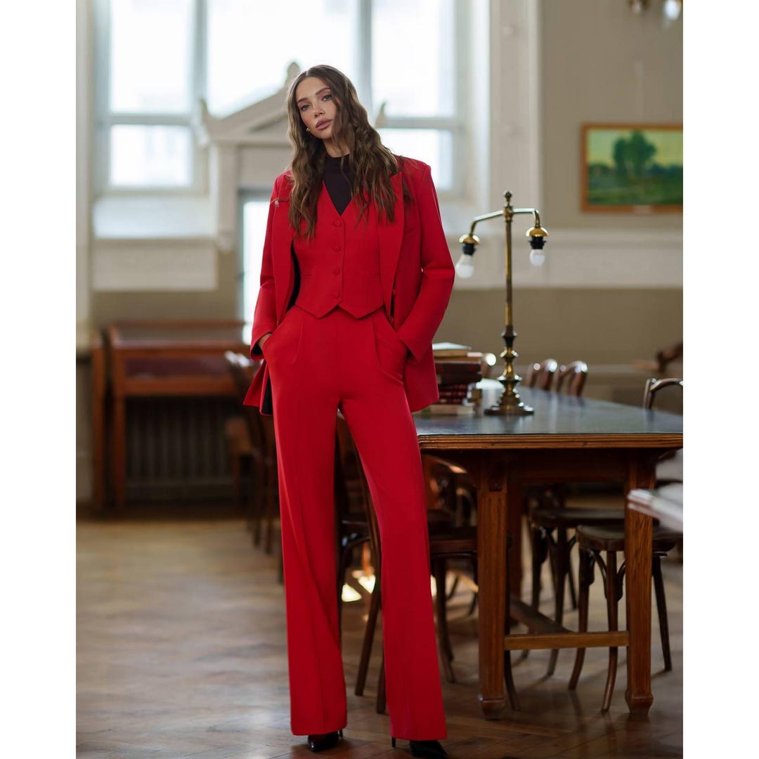 Women’s Suit Set | Elegant 3-piece Pantsuit | Women Prom Suit | Formal ...