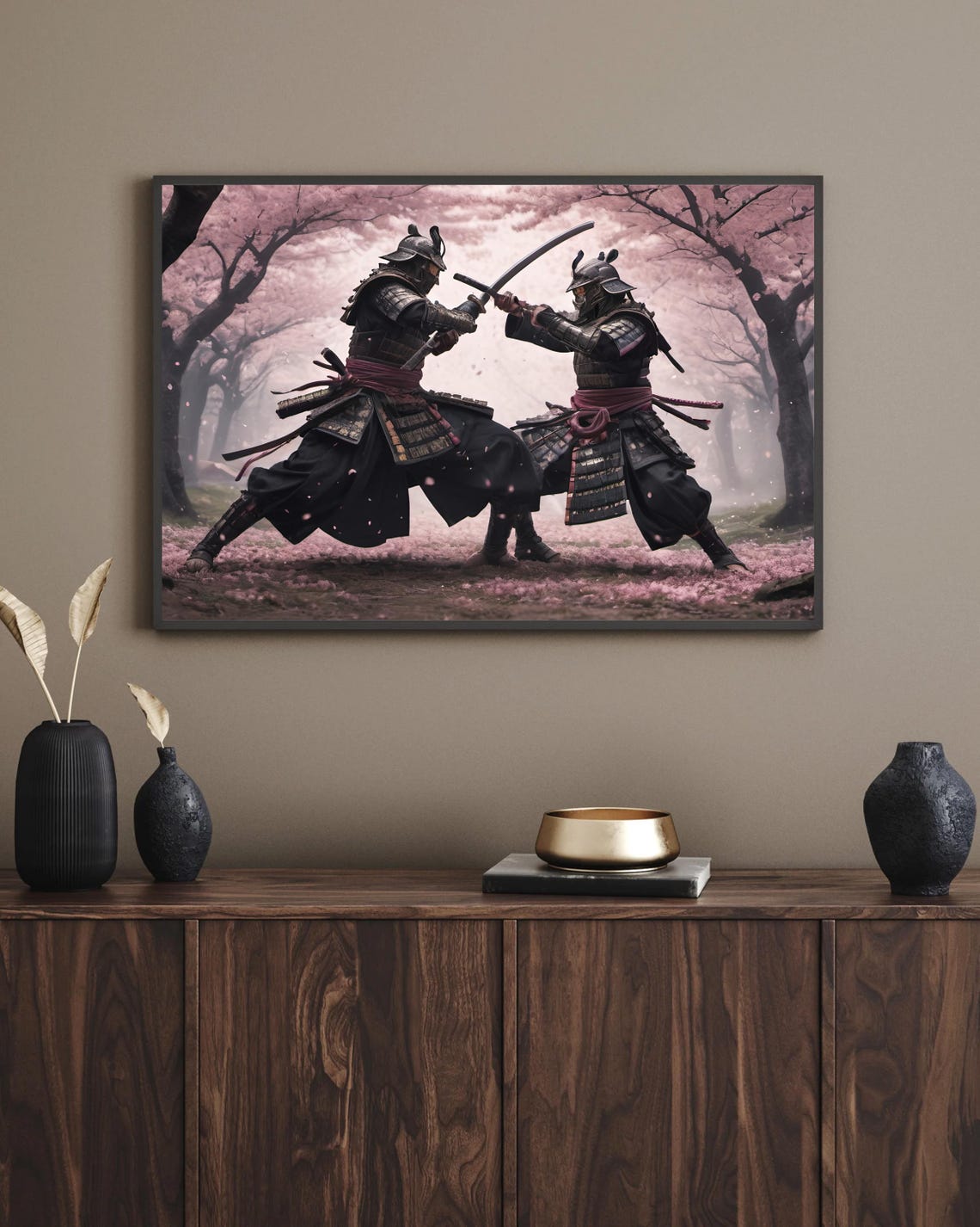 Samurai Duel | Cherry Blossom Battle Art - Etsy