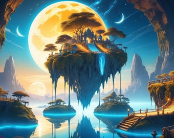 Floating Castle Fantasy Art Print – Surreal Dreamscape Digital Download ...