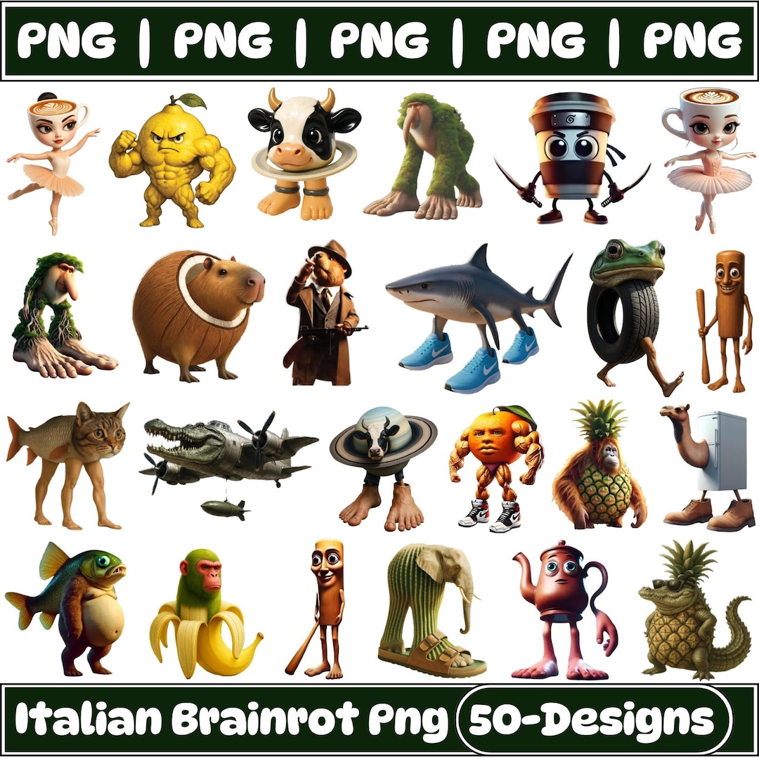 Italian Brainrot Png Bundle, Funny Characters, Tralalero Tralala ...