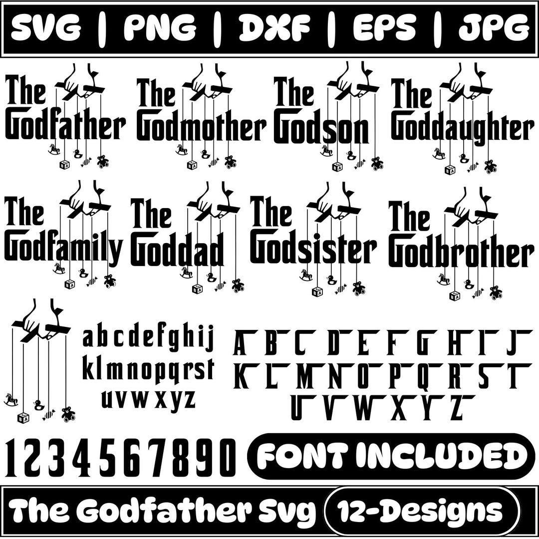 The Godfather Svg Bundle, the Godmother Svg, the Godson Svg, the ...