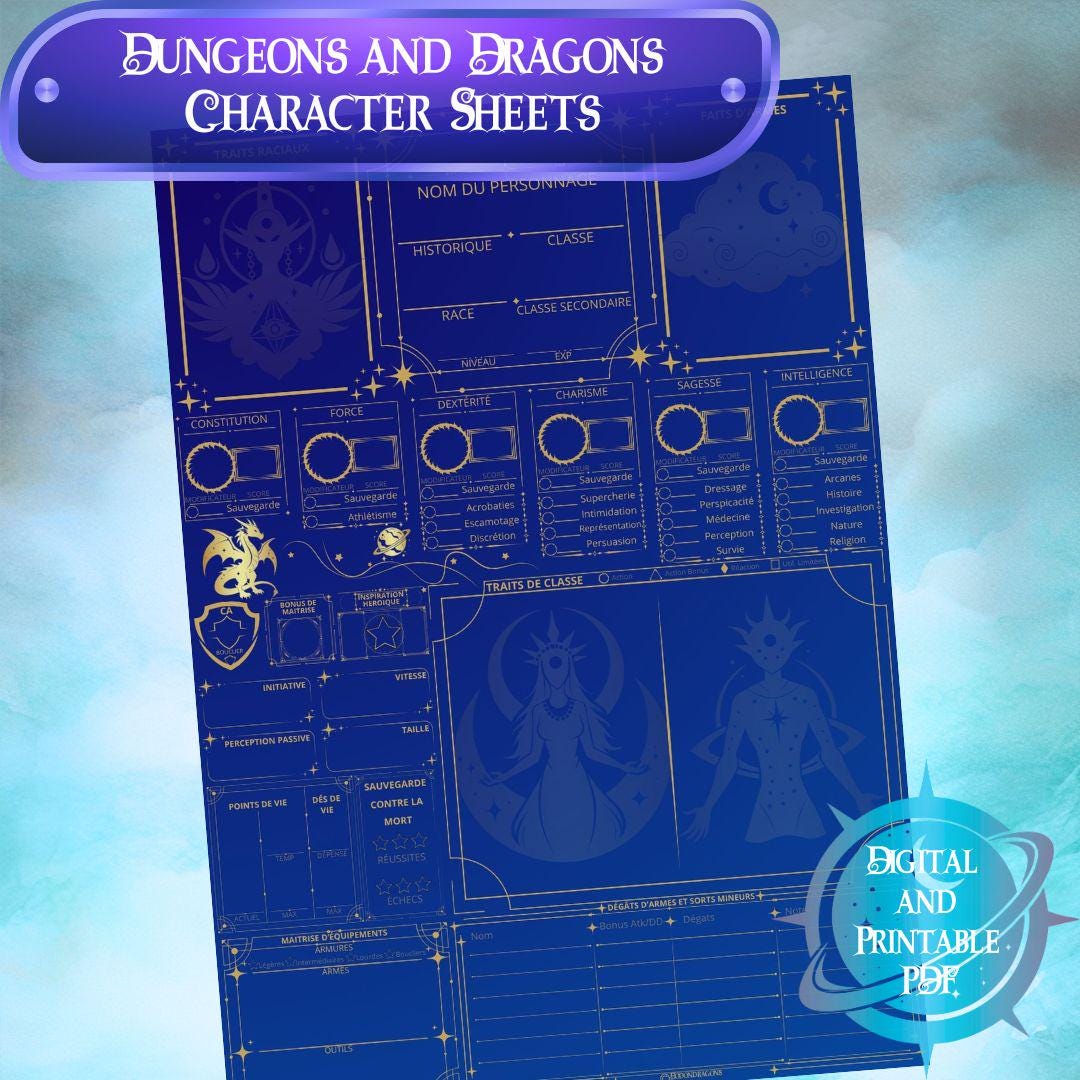 DND Character Sheet, Dungeons and Dragons, 5th Edition 2024, All Classes, Downloadable ...