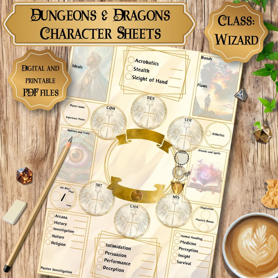 Role-playing Game Character Sheet, Dungeons and Dragons, Personalized ...