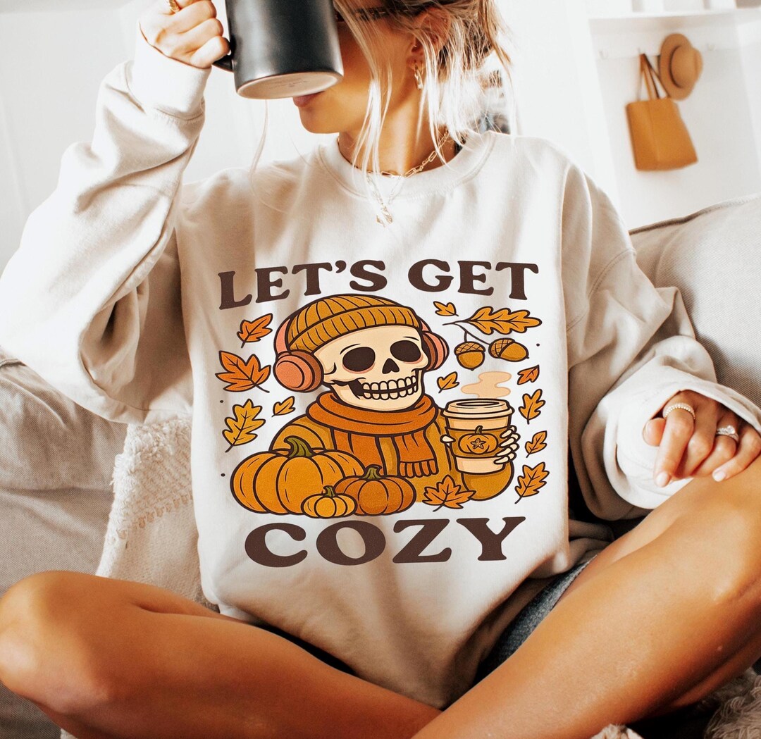 Cozy Fall PNG Clipart: Autumn Skeleton, Skull & Bows (digital Download ...