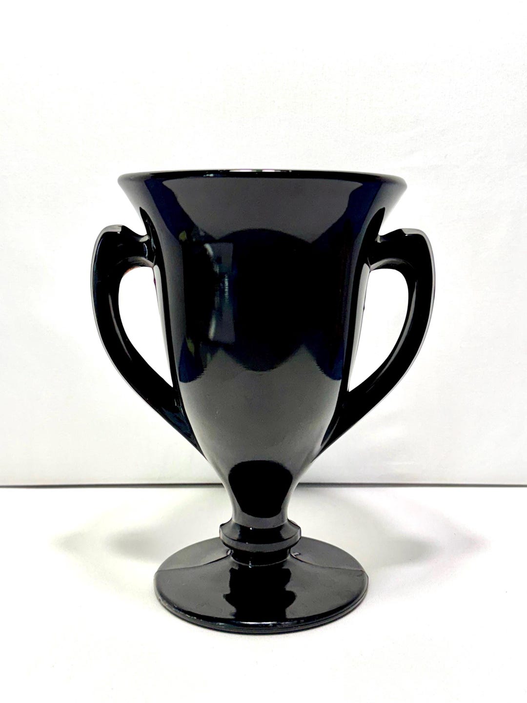 LE Smith Black Amethyst Trophy Style Glass Vase - Etsy