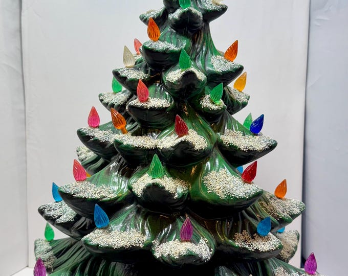 Vintage Holland or Atlantic Mold Ceramic Christmas Tree Flocked and ...