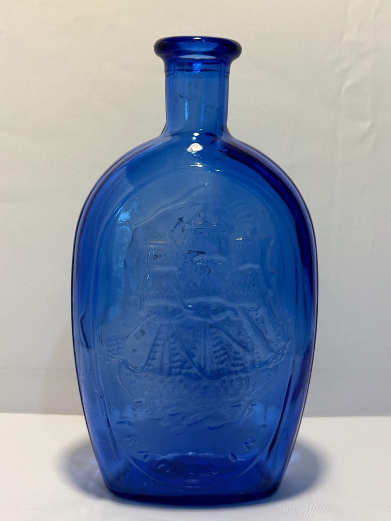 Vintage Cobalt Blue FTW Glass Bottle - Etsy