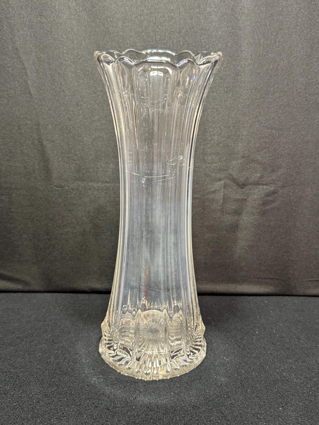 Bryce Higbee Co Clear Glass Long Cut Swung Vase - Etsy