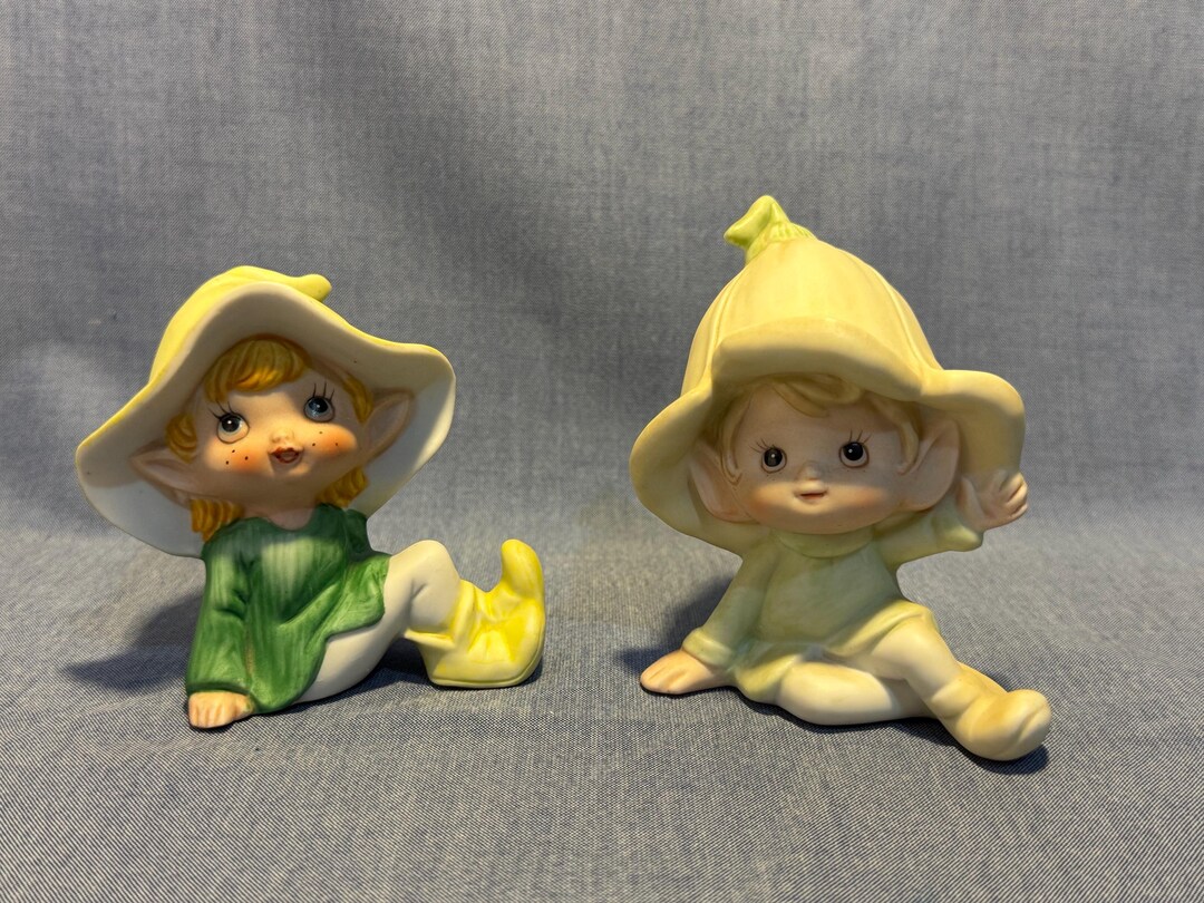 Vintage Ceramic Pixie Figures - Etsy