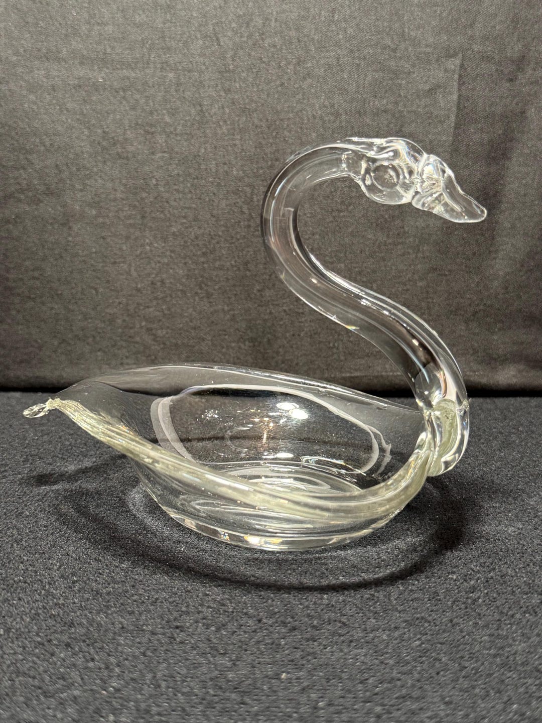 Hand Blown Clear Glass Duncan and Miller Swan Dish - Etsy