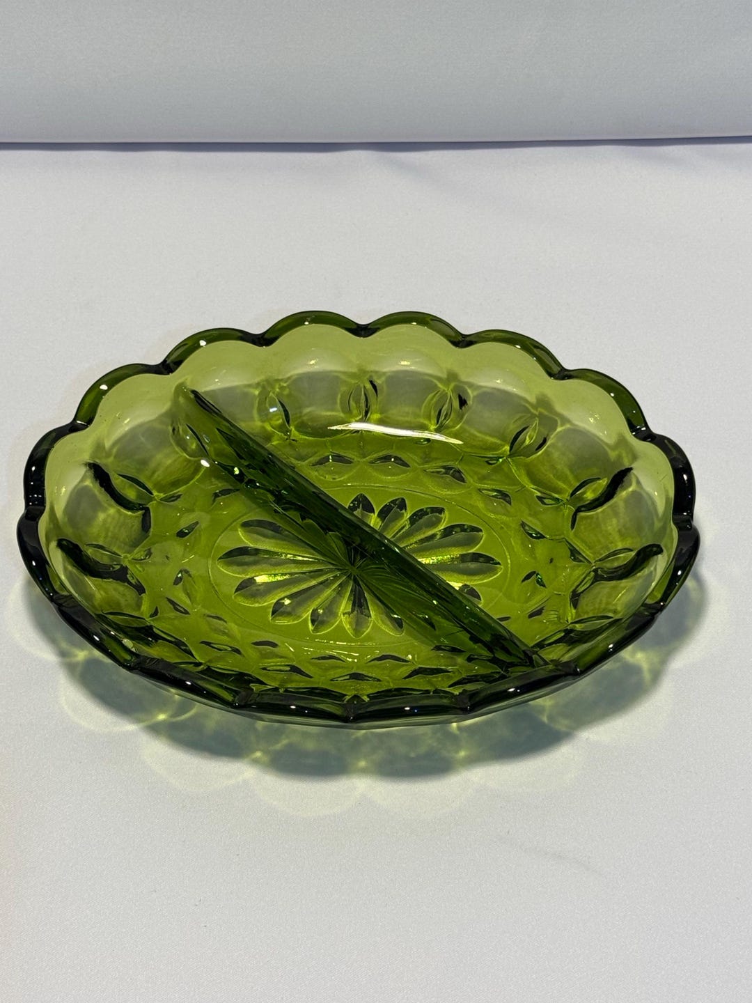 Green Anchor Hocking Fairfield Glass Split Relish Dish - Etsy