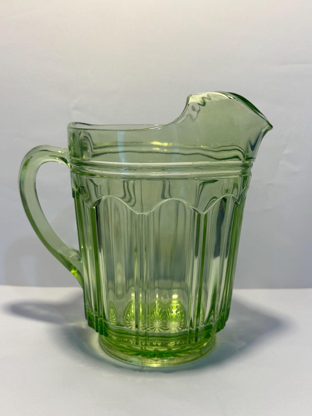 Anchor Hocking Green Uranium Glass Colonial Fork and Knife 54oz Pitcher ...