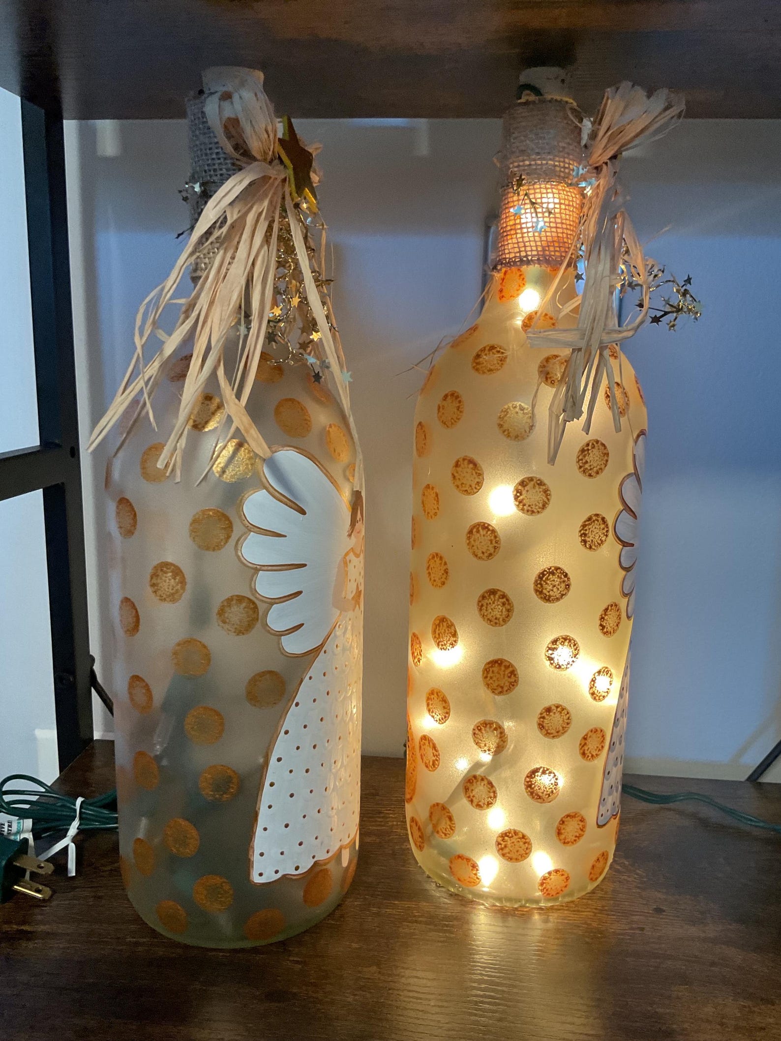 Hand Painted, Light up Wine Bottle - Angel - Etsy