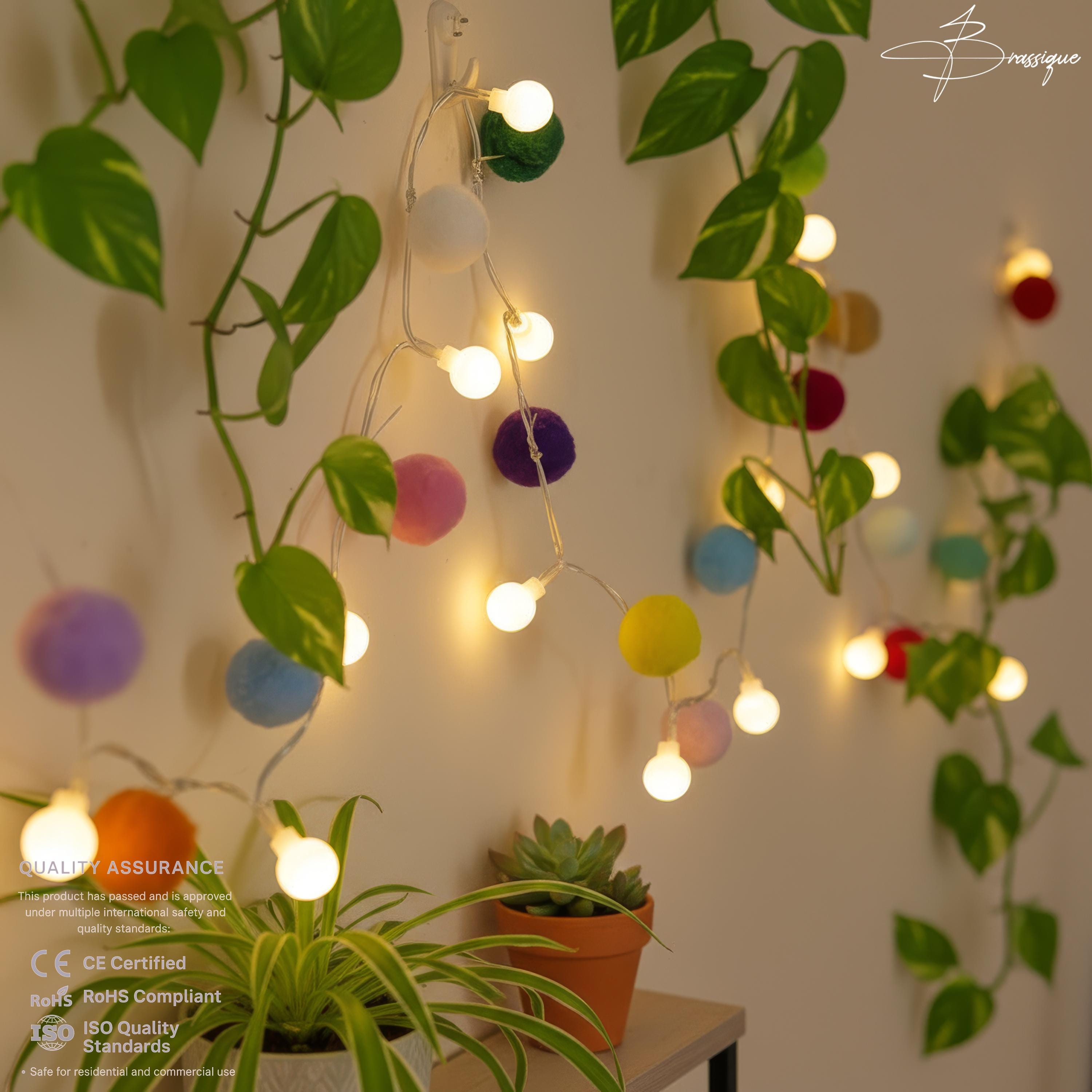 Pom Pom String Lights LED Fairy Lights for Bedroom Nursery Party Decor ...