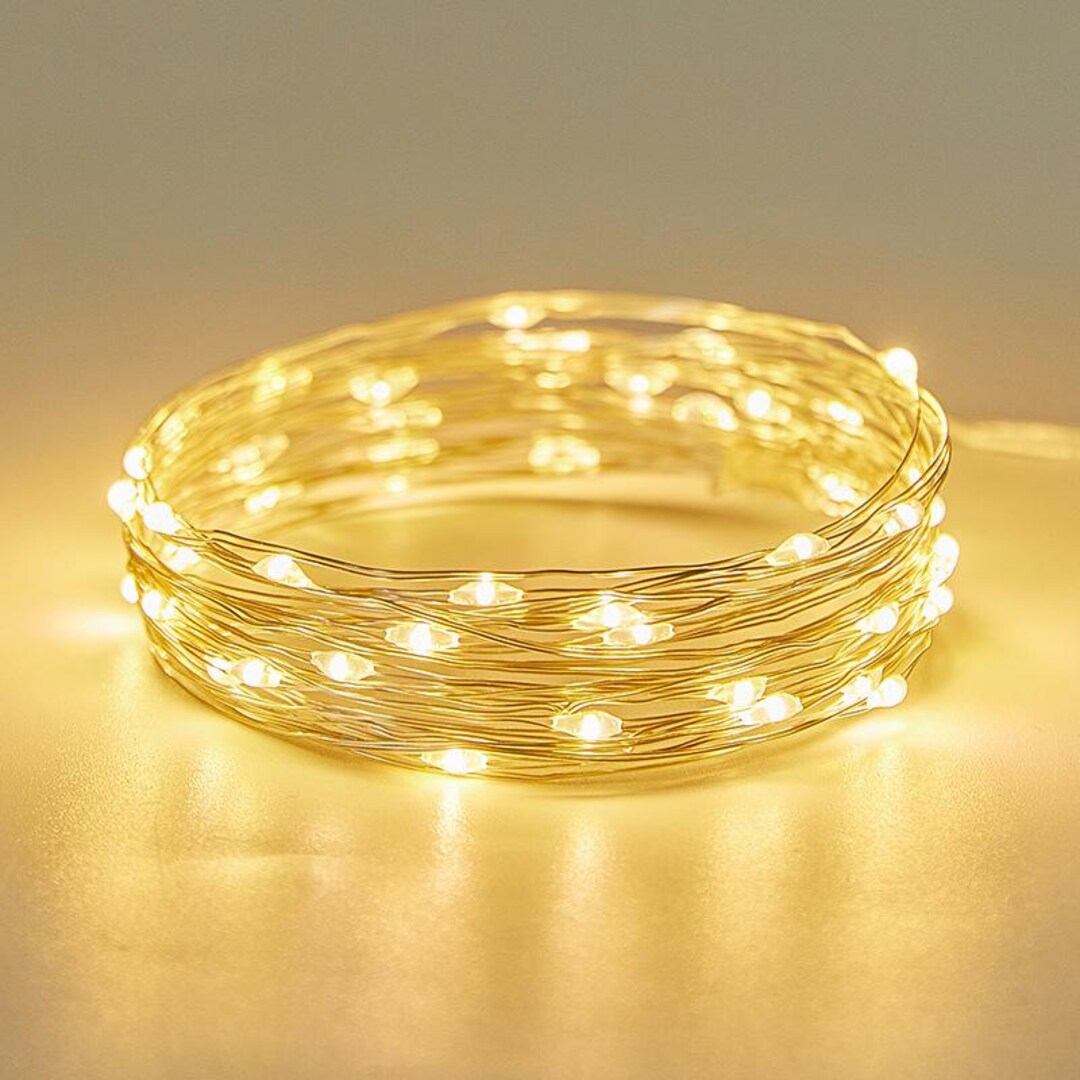 Small White Box LED Copper Wire Lamp Button Battery Powered Colored ...