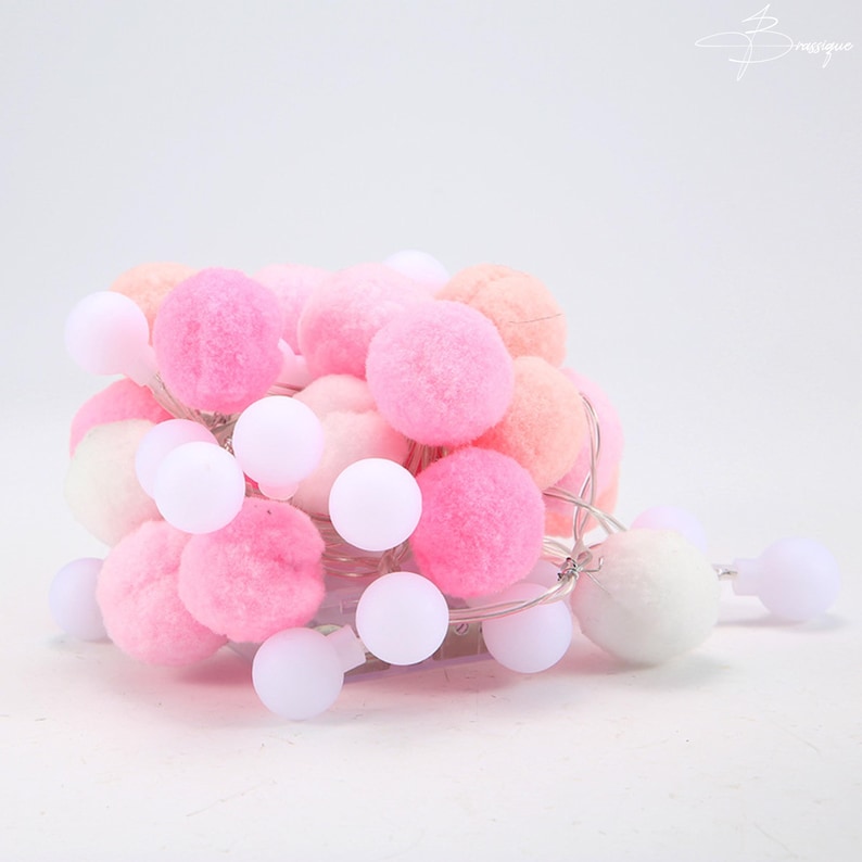Pom Pom String Lights LED Fairy Lights for Bedroom Nursery Party Decor ...