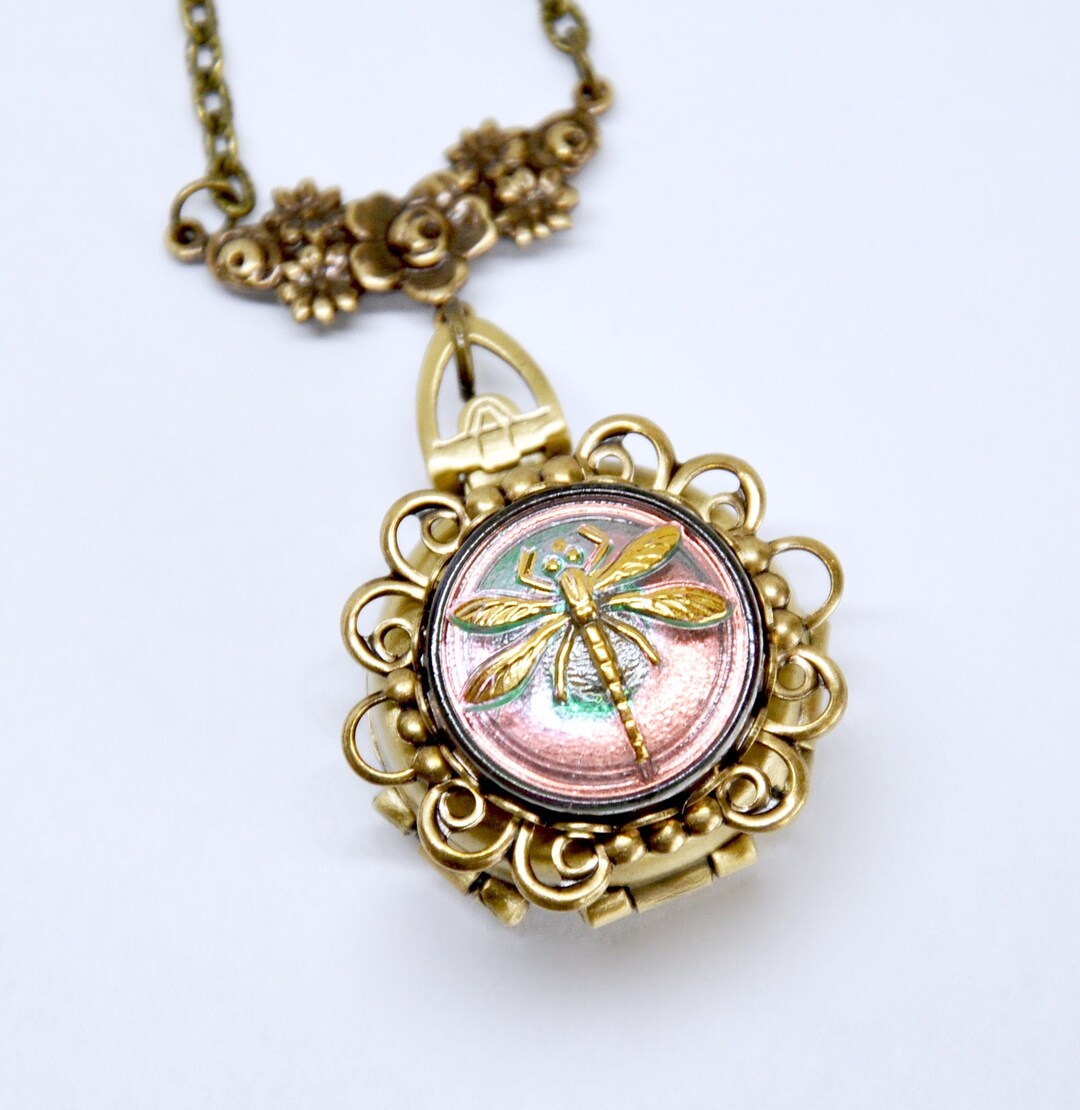 Dragonfly 4 Photo Locket, 4 Picture Locket, Antique Brass Dragonfly ...