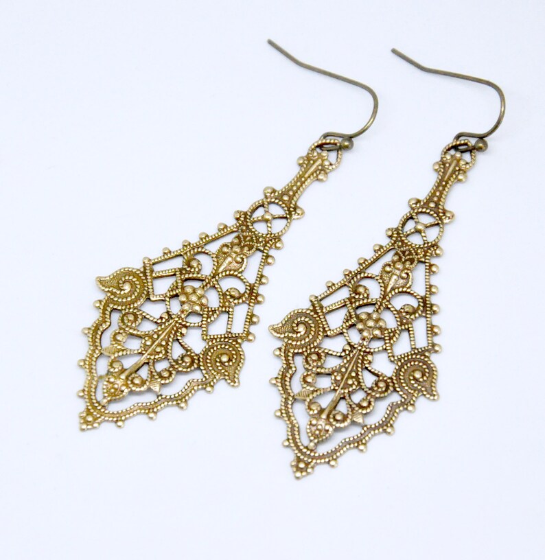 Large Statement Filigree Earrings Art Deco Earrings Bohemian | Etsy