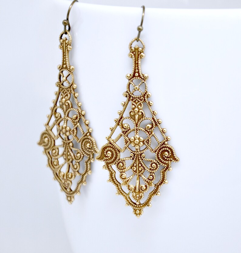 Large Statement Filigree Earrings Art Deco Earrings Bohemian | Etsy