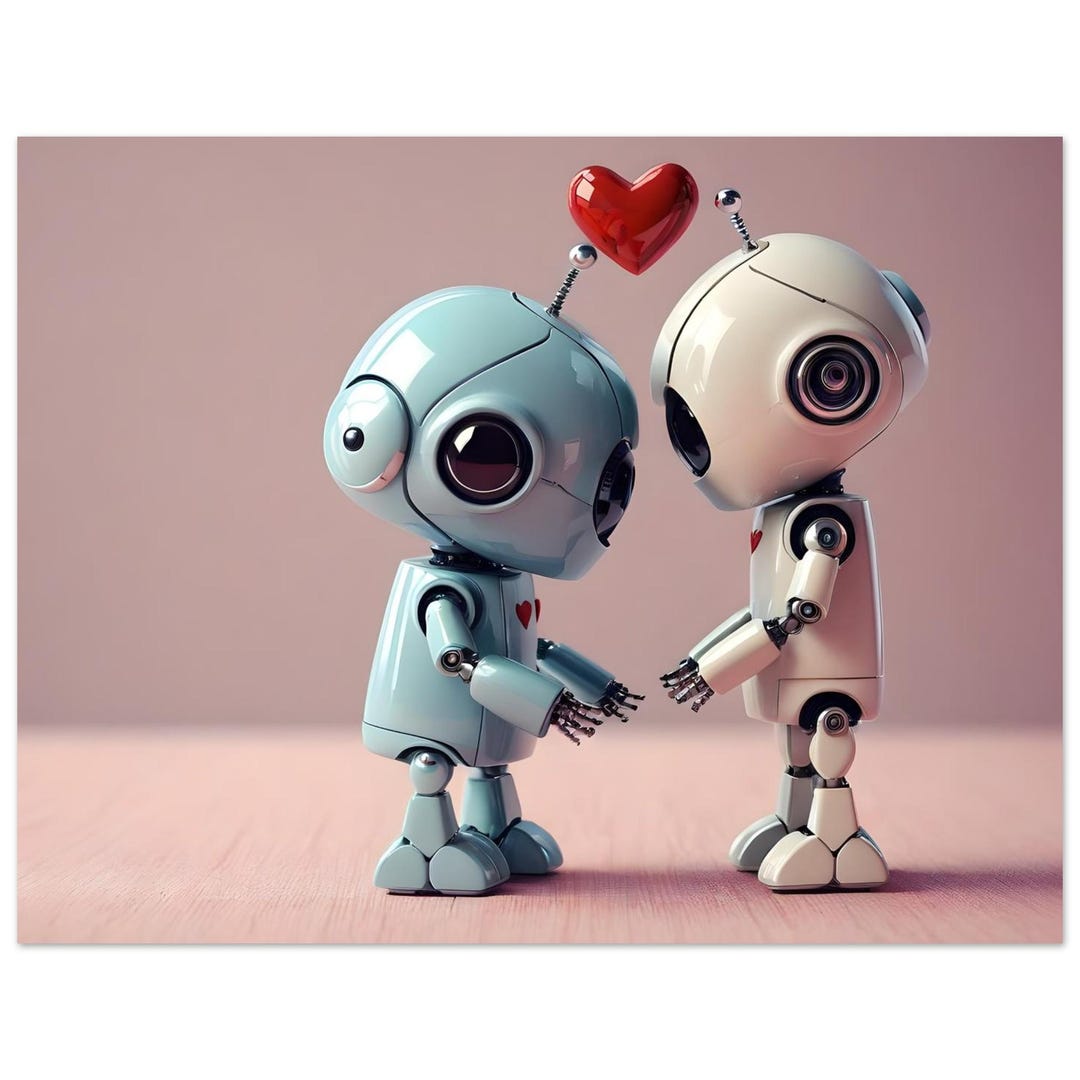 Adorable Robots in Love - Premium Semi-glossy Paper Poster - Etsy