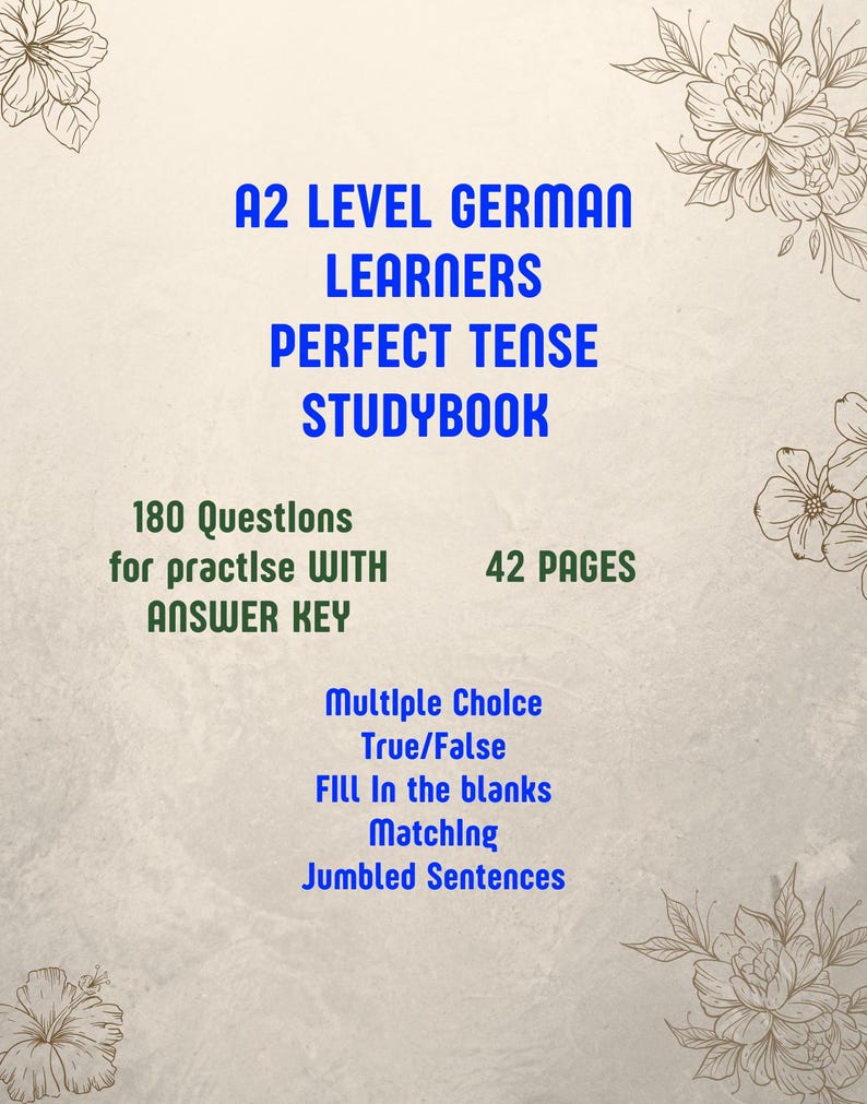 German A2 Level Work-studybook- Only Perfekt in German - Etsy Australia