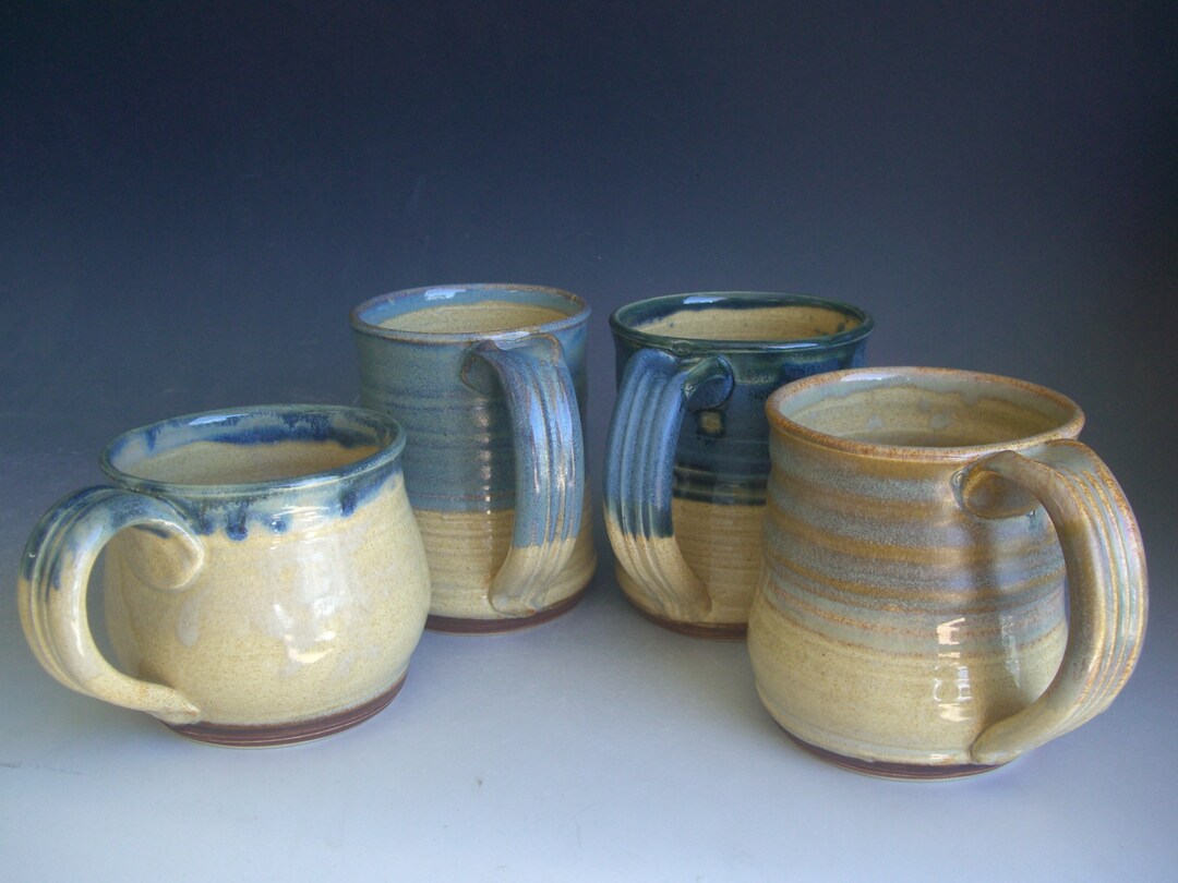 Hand Thrown Handmade Stoneware Pottery Large Mixed Mugs Set of 4 (MM-27 ...