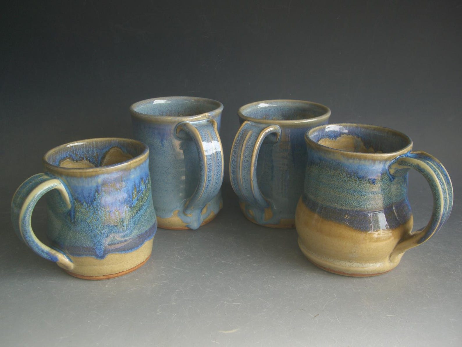 Hand Thrown Handmade Stoneware Pottery Mugs Mixed Set of 4 (MM-6) - Etsy