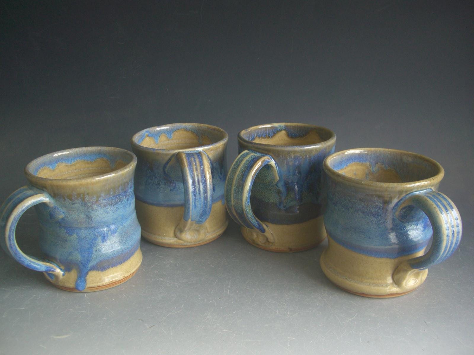 Hand Thrown Handmade Stoneware Pottery Mugs Matching Set of 4 (M-2) - Etsy