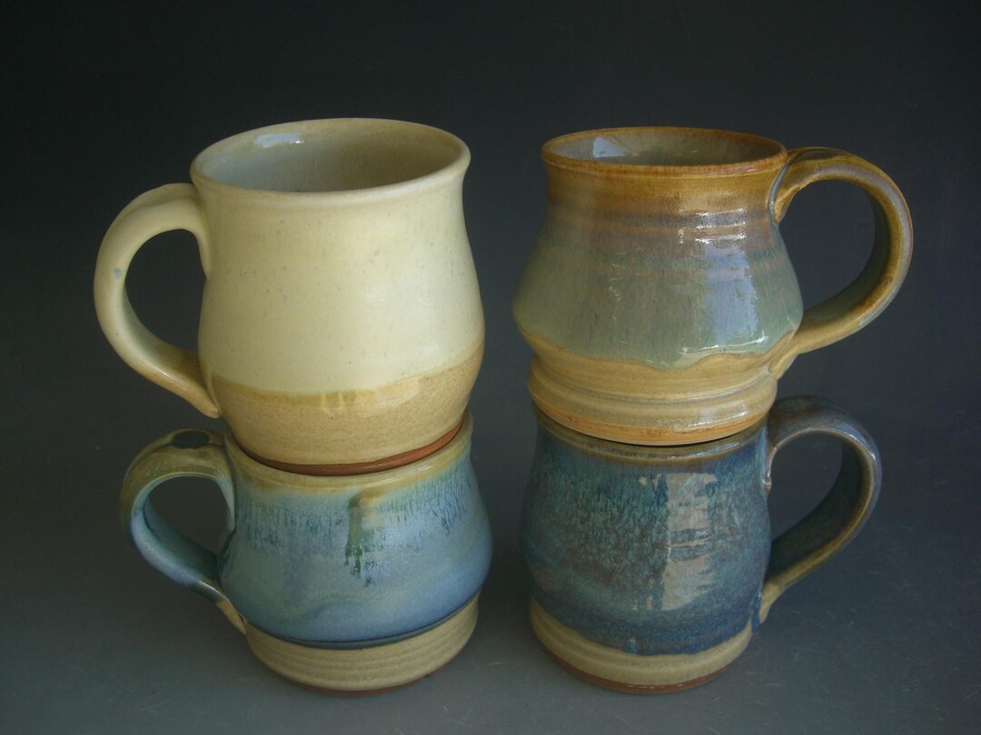 Hand Thrown Handmade Stoneware Pottery Mixed Mugs Set of 4 (MM-97) - Etsy