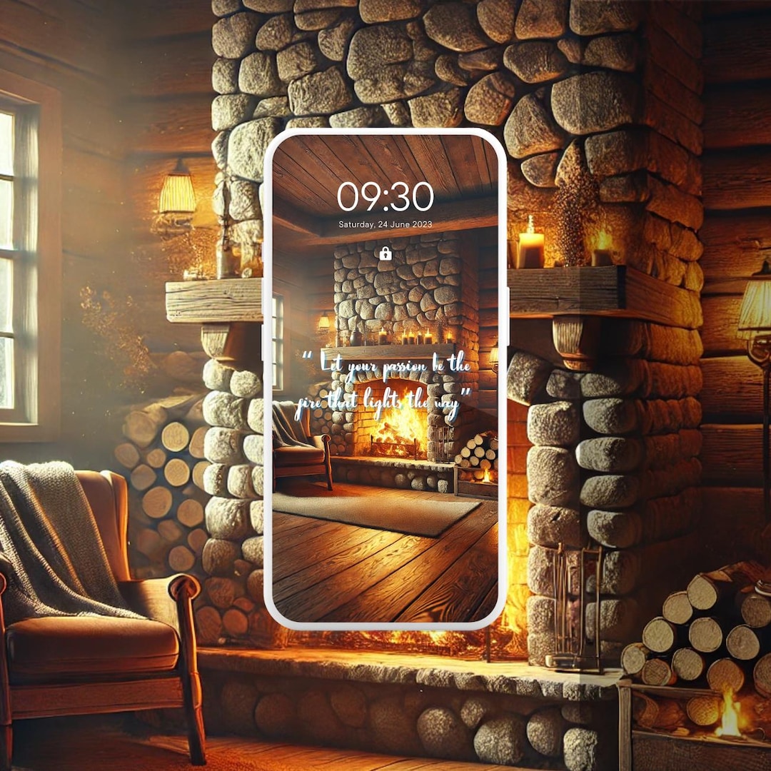 Cozy Fireplace Phone Wallpaper – Warm & Inspiring Digital Download - Etsy