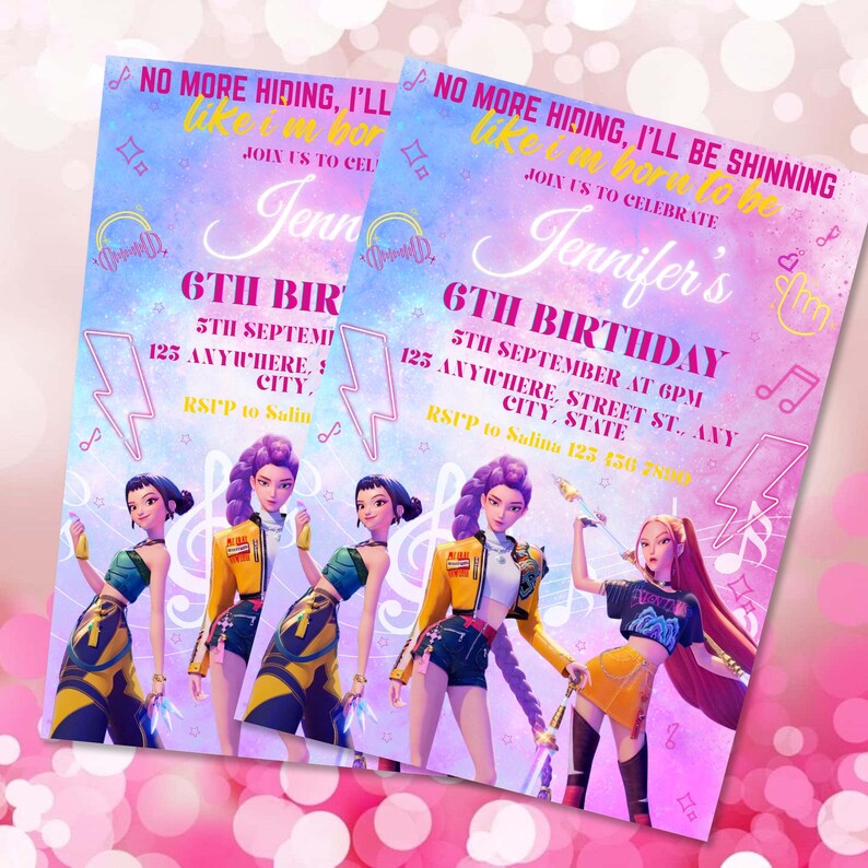Kpop Demon Hunter Birthday Invitation | Editable Canva Template | Kpop ...