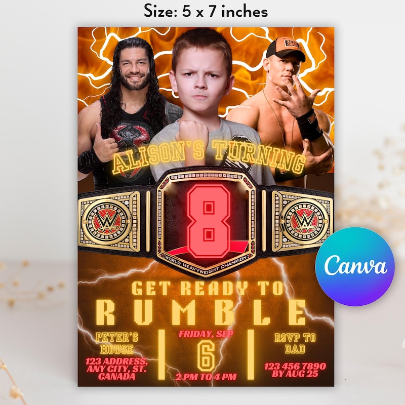 Wwe Birthday Invitations - Etsy