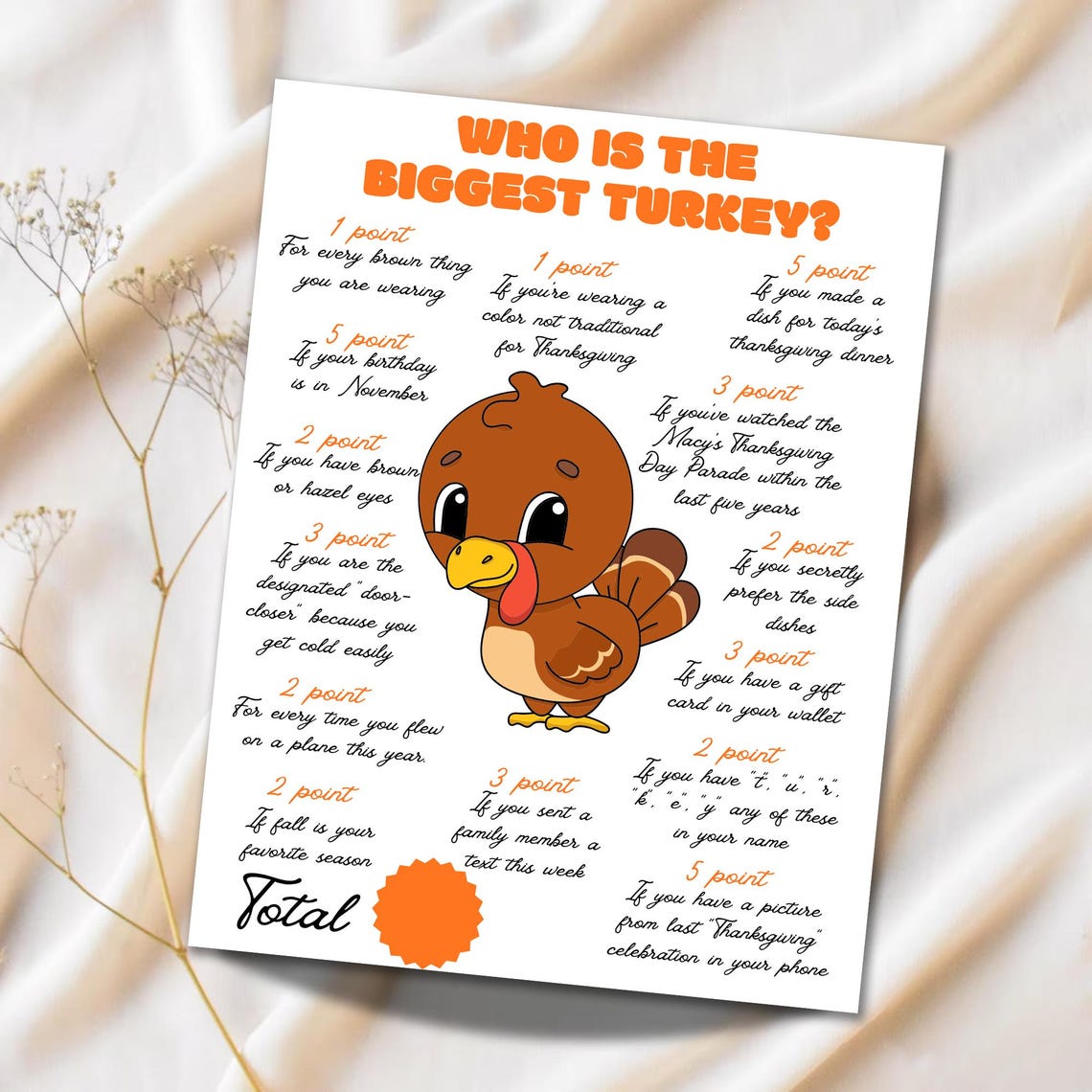 Printable Thanksgiving Game, Family Thanksgiving Game, Dinner Table ...
