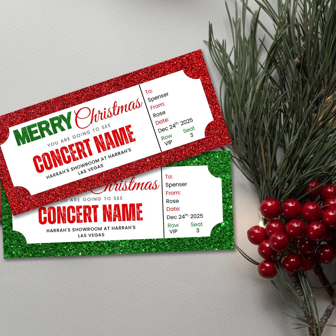 Editable Christmas Concert Ticket Template, Surprise Gift (digital ...