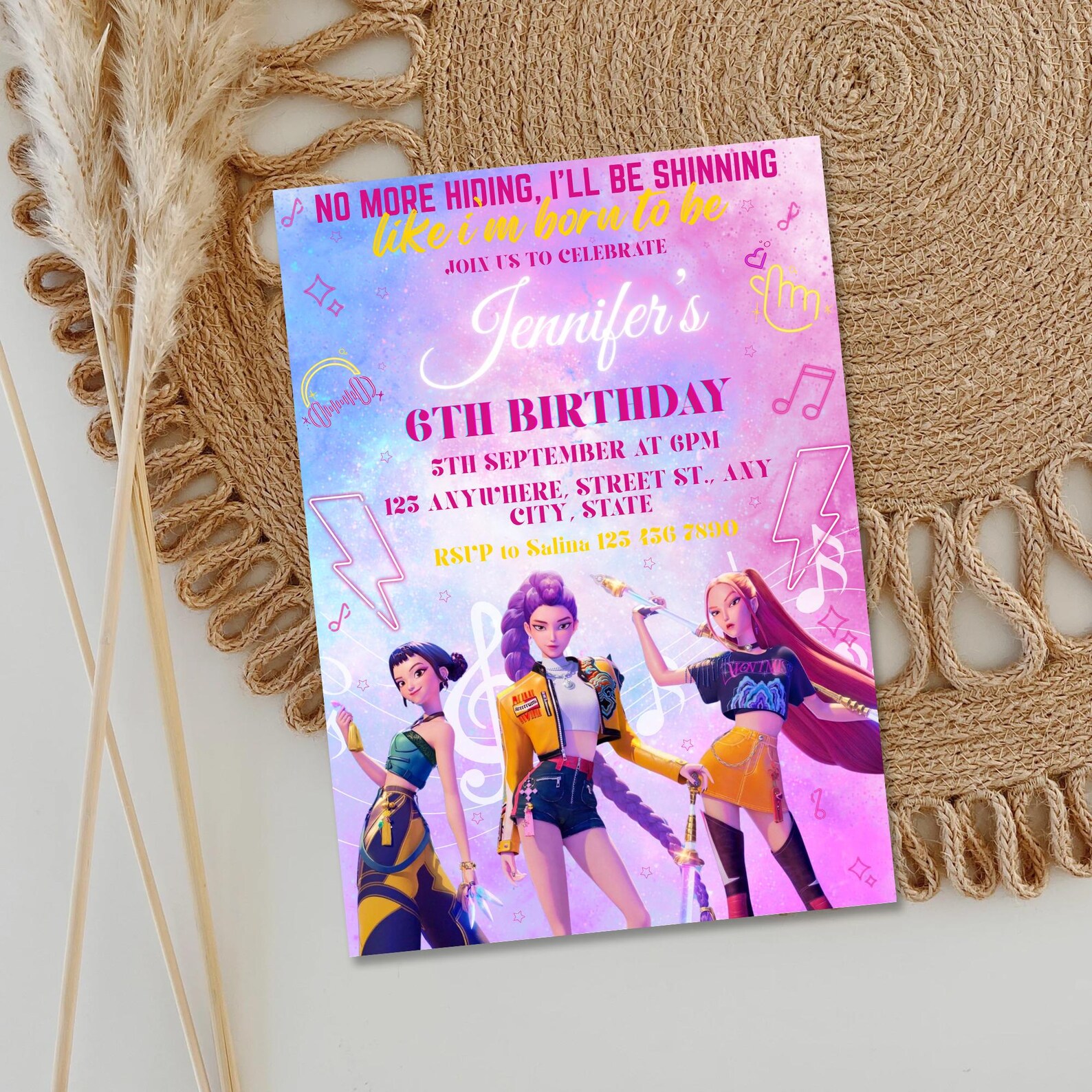 Kpop Demon Hunter Birthday Invitation | Editable Canva Template | Kpop ...