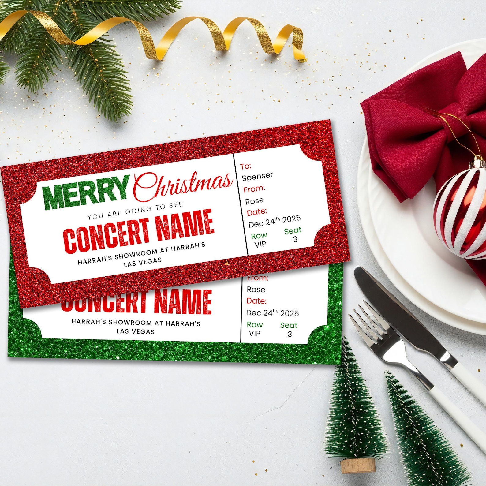 Editable Christmas Concert Ticket Template, Surprise Gift (digital ...