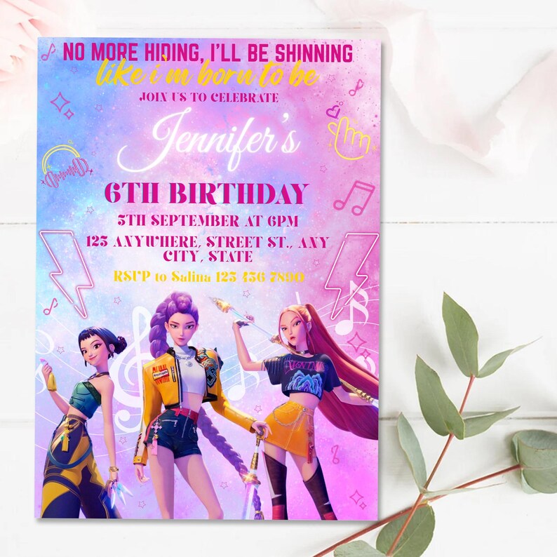 Kpop Demon Hunter Birthday Invitation | Editable Canva Template | Kpop ...
