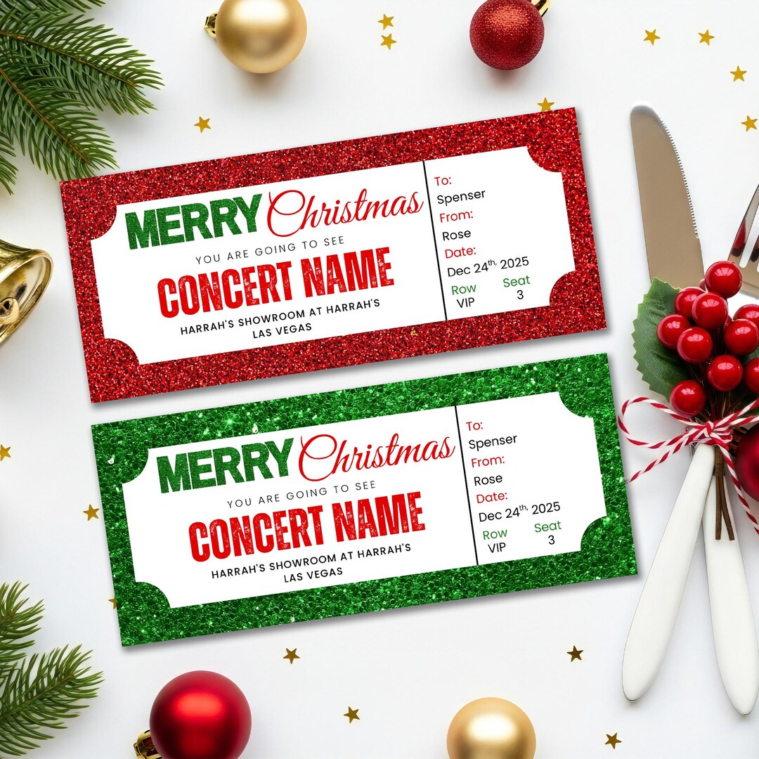 Editable Christmas Concert Ticket Template, Surprise Gift (digital ...