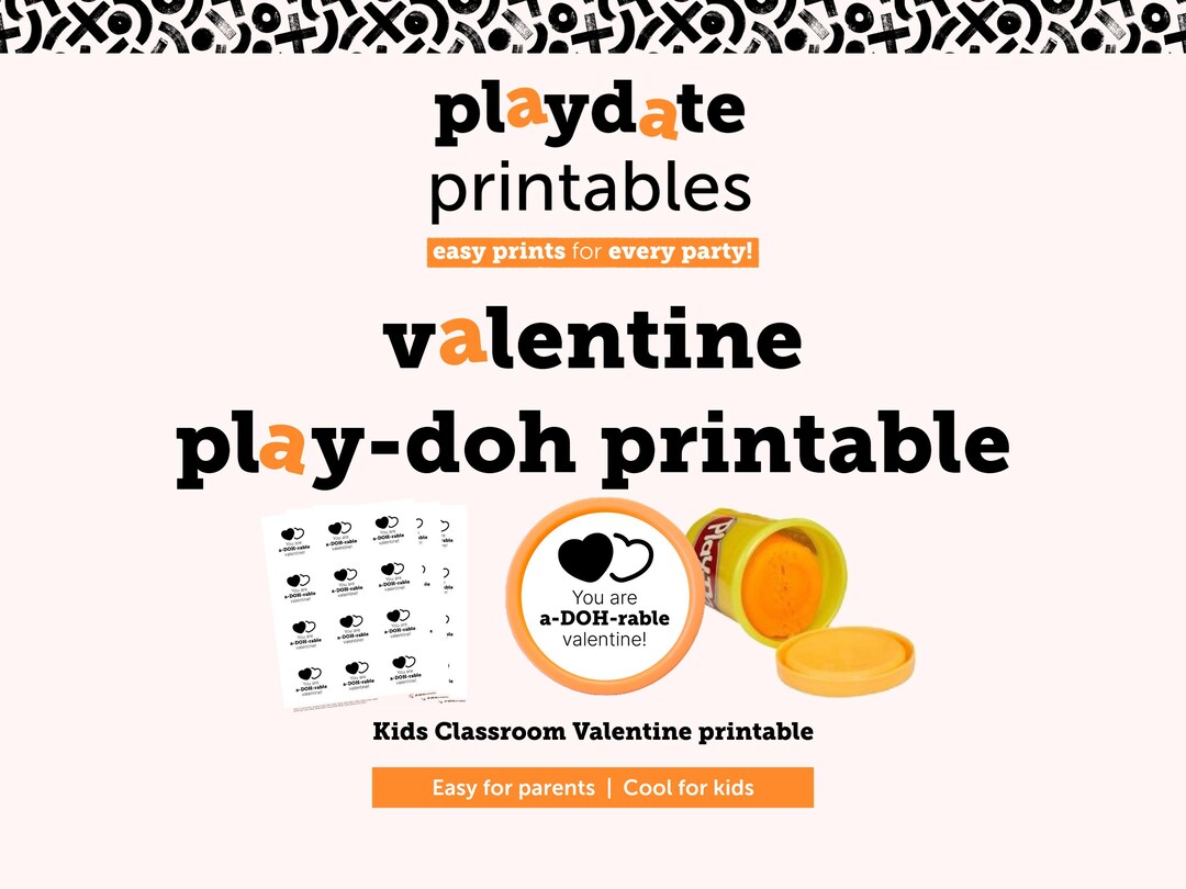 Play Dough Valentine Stickers | Printable Dough Lid Labels | Non-candy ...