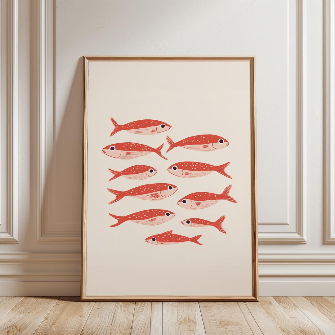 Cute Small Fish Painting, Coastal Wall Artwork, Beach House Print ...