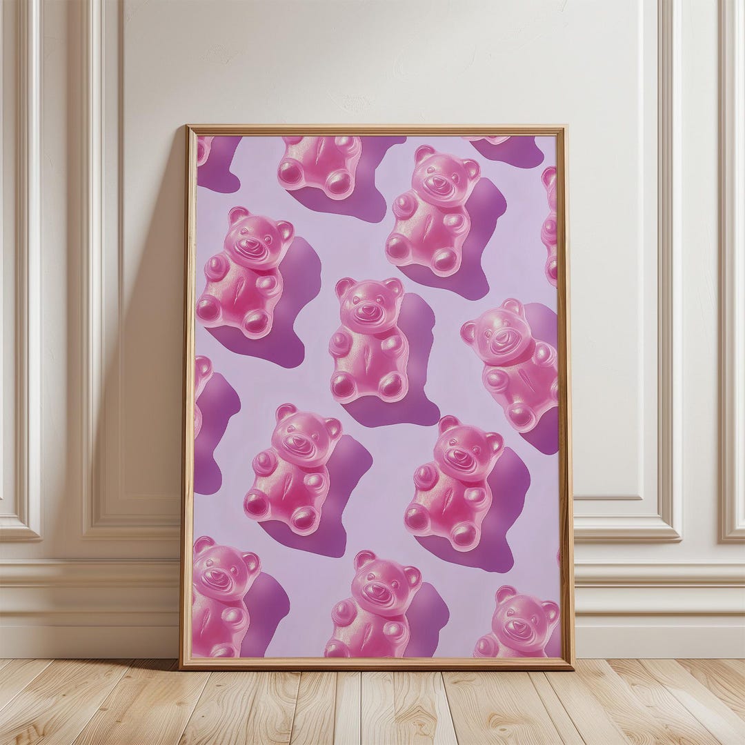 Gummy Bears Painting Dopamine Wall Art, Quirky Wall Art, Candy Themed ...