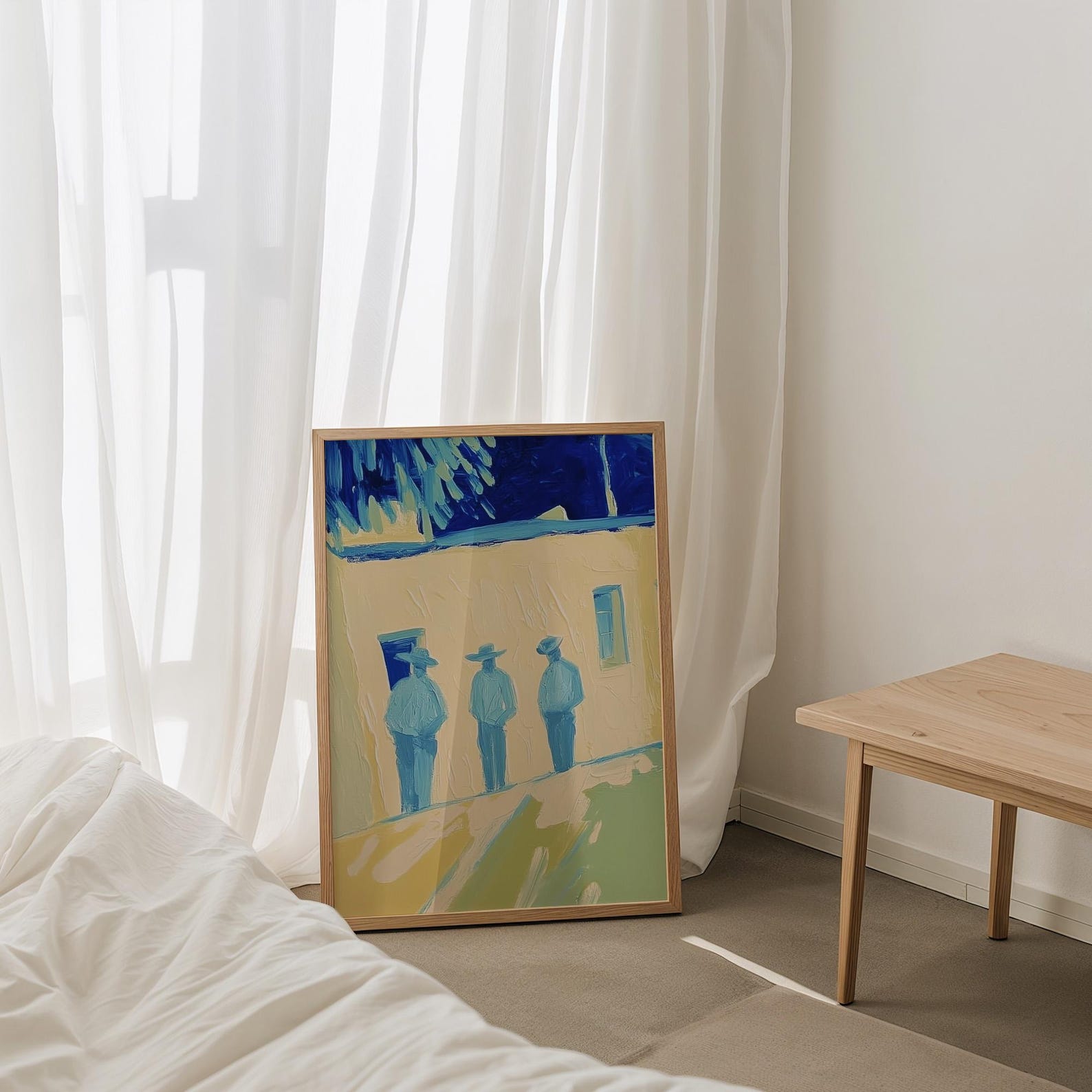 3 Abstract Cowboys Wall Art, Western Oil Painting Print, Desert ...